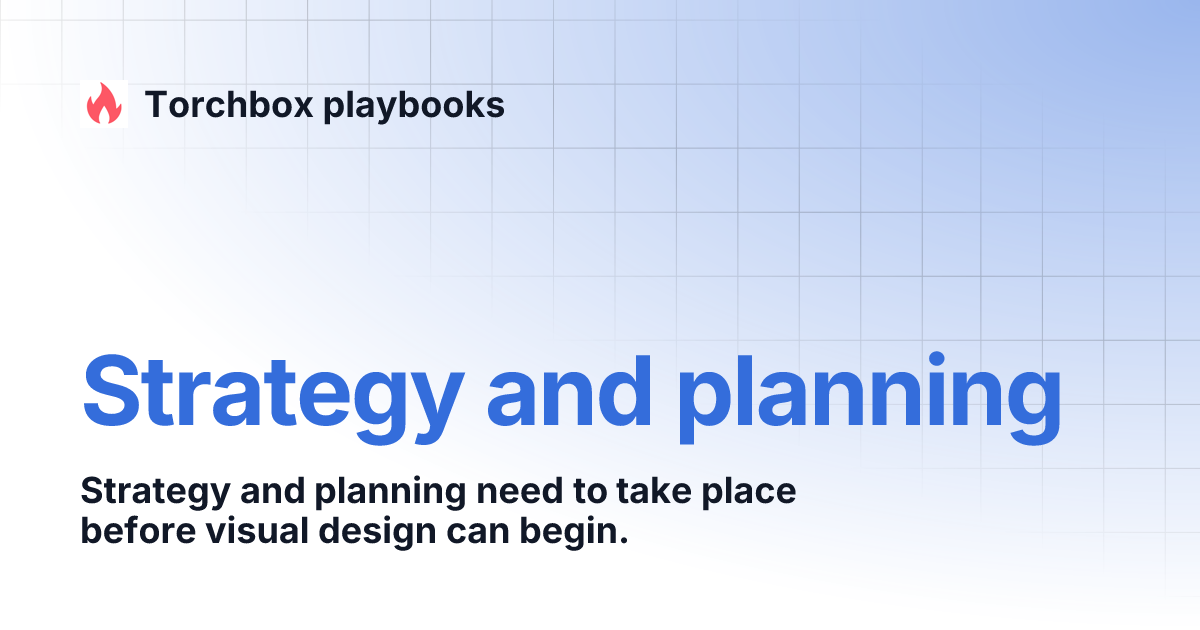 Strategy and planning | Torchbox playbooks